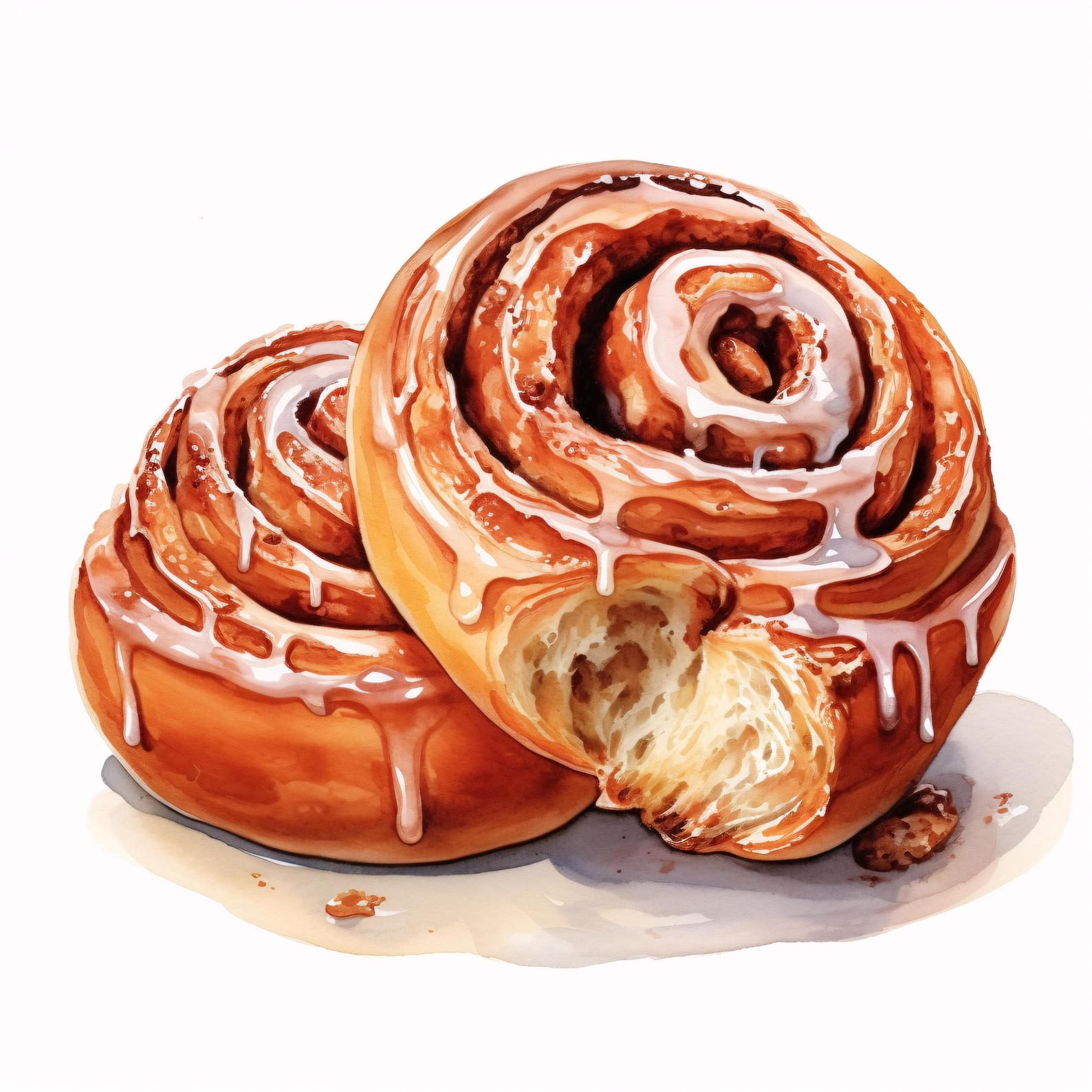 Cinnamon Rolls Clipart, Sweet Pastry Images, 10 Watercolor Clip Art ...