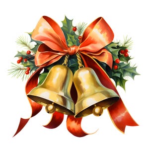 Christmas Bells Clipart, Golden Bells Images, 10 Watercolor Clip Art ...