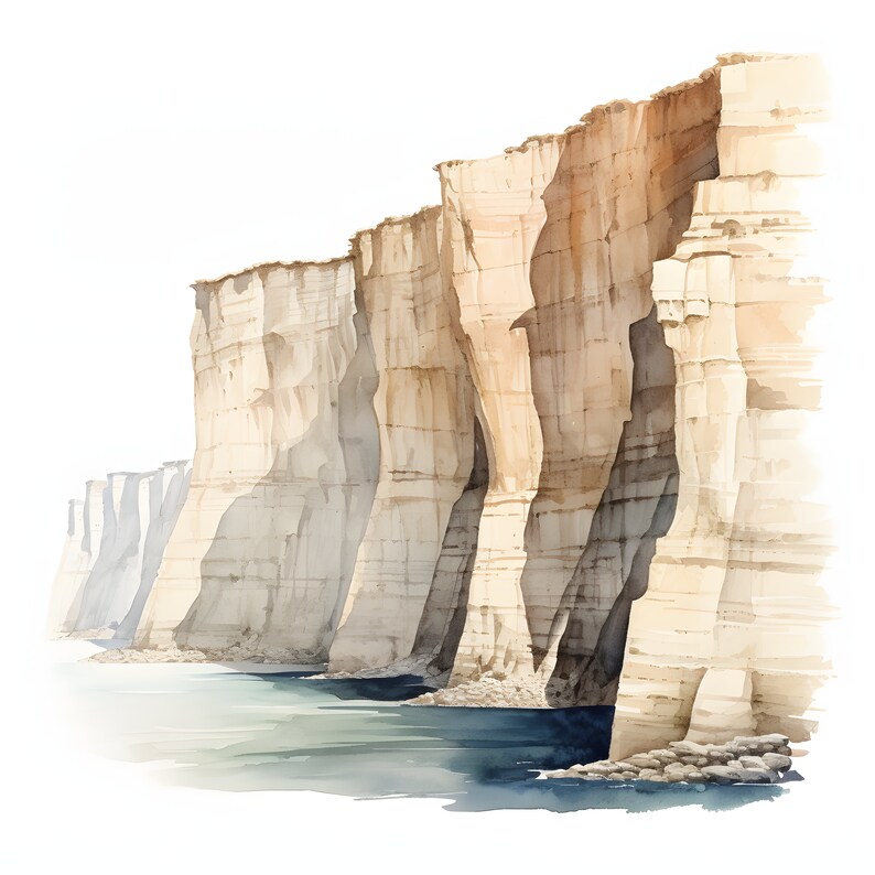 Cliffs Clipart, Coast Cliffs Images, 10 Watercolor Clip Art, Printable ...
