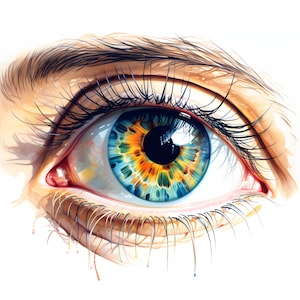 Colorful Eye Clipart, Abstract Eyeballs Images, 10 Watercolor Clip Art ...