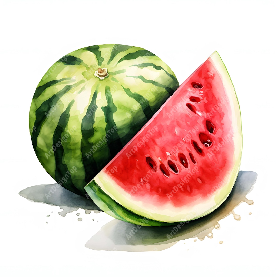 Watermelon Fruit Clipart, Summer Fruit Images, 10 Watercolor Clip Art ...