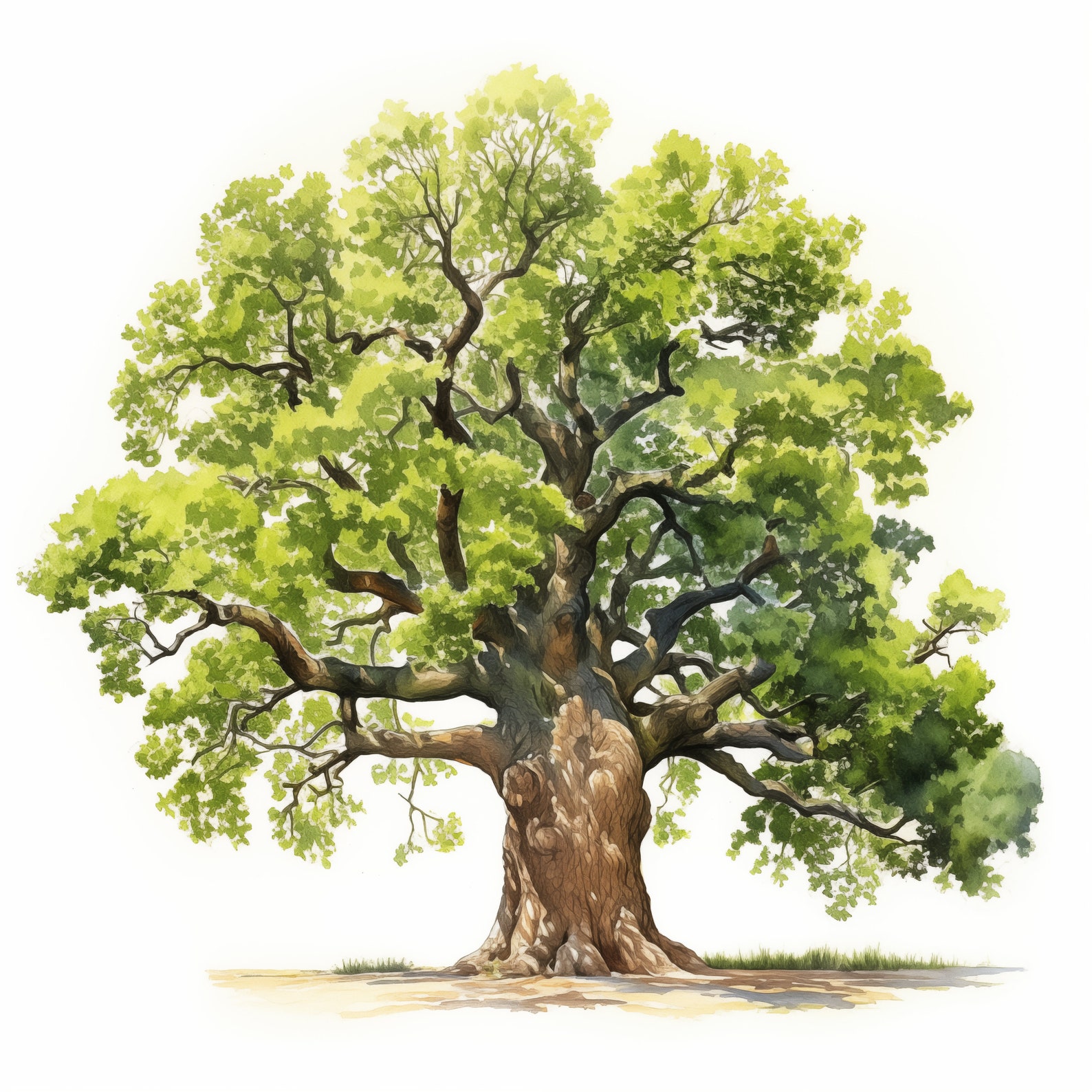 Oak Clipart, Oak Tree Images, 10 Watercolor Clip Art, Printable Jpgs ...