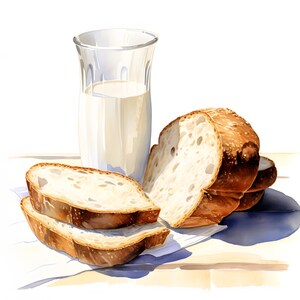 Milk and Breads Clipart, Dairy Images, 10 Watercolor Clip Art ...