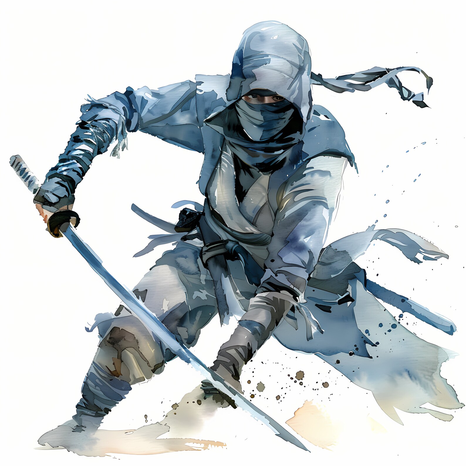 Watercolor Ninja Clipart: Japan Warrior Images (commercial Use ...