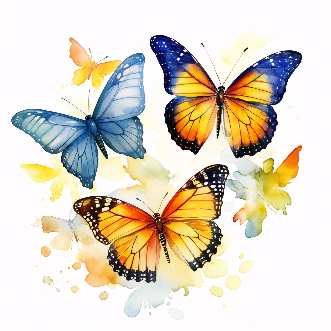 Butterflies Clipart, Colorful Insect Images, 10 Watercolor Clip Art ...