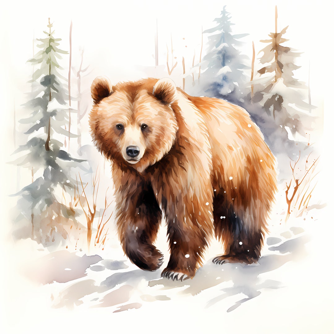 Brown Bear Clipart, Bear in Forest Images, 10 Watercolor Clip Art ...