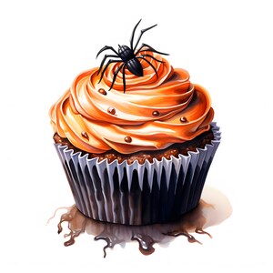 Halloween Cupcake Clipart, Scary Cupcakes Images, 10 Watercolor Clip ...