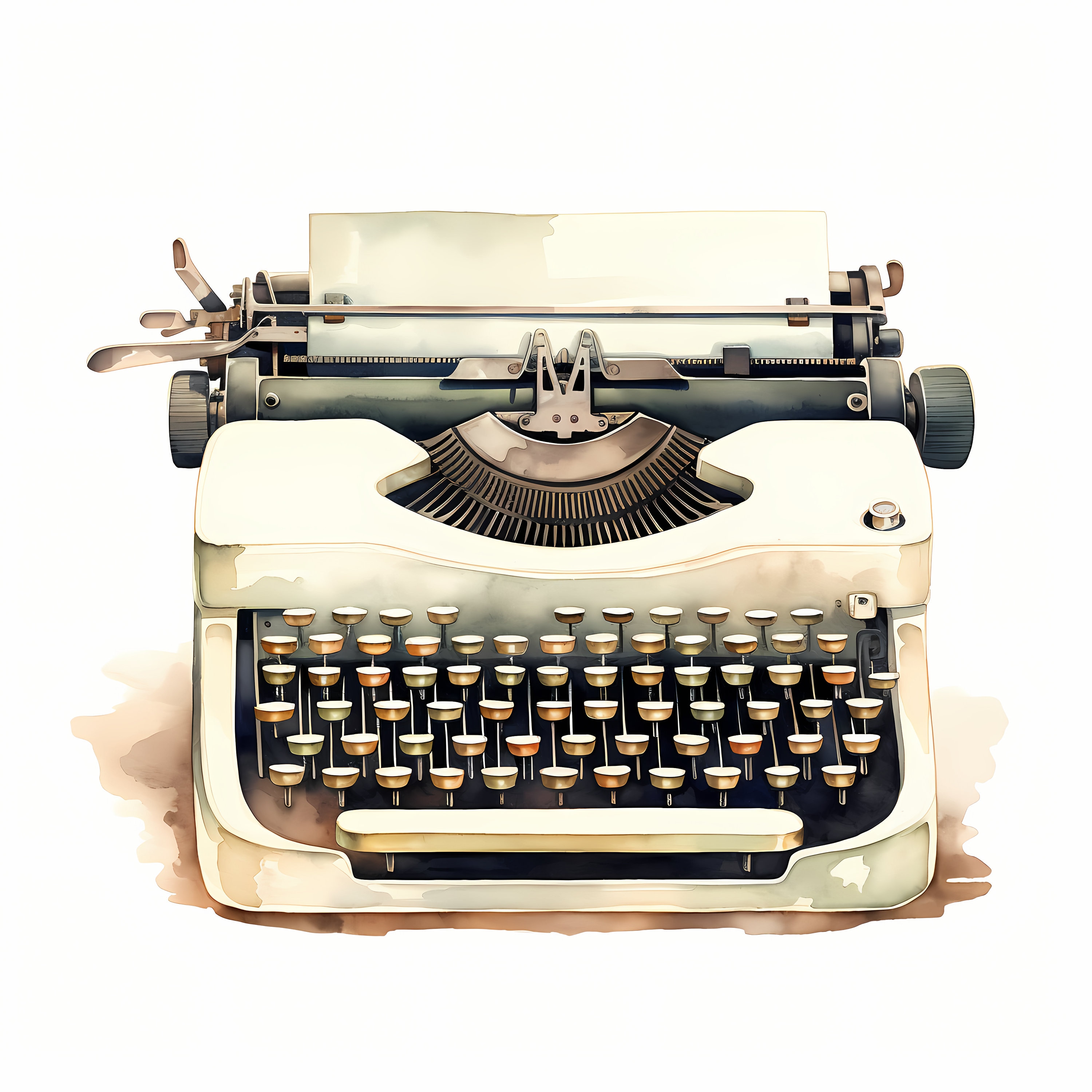 Typewriter Clipart, Vintage Typewriters Images, 10 Watercolor Clip Art ...