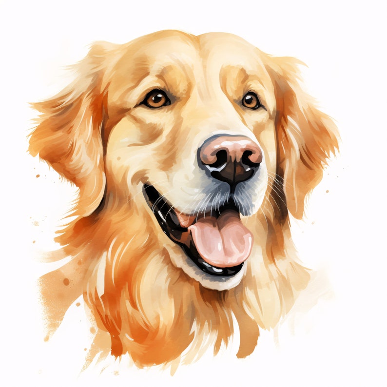 Watercolor Golden Retriever Clipart: 10 Dog Images (commercial Use) - Etsy