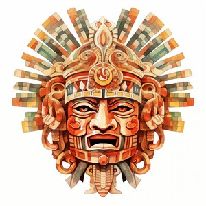 Mayan Mask Clipart, Ancient Masks Images, 10 Watercolor Clip Art ...