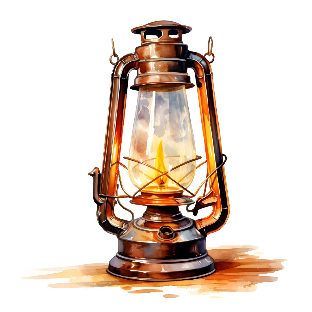 Kerosene Lamp Clipart, Oil Lamps Images, 10 Watercolor Clip Art ...
