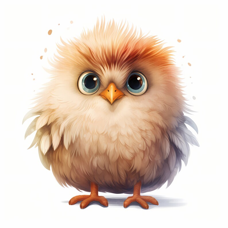 Grumpy Bird Clipart, Fluffy Birds Images, 10 Watercolor Clip Art ...