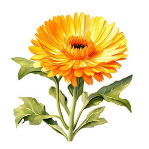 Calendula Clipart, Calendula Flower Images, 10 Watercolor Clip Art ...