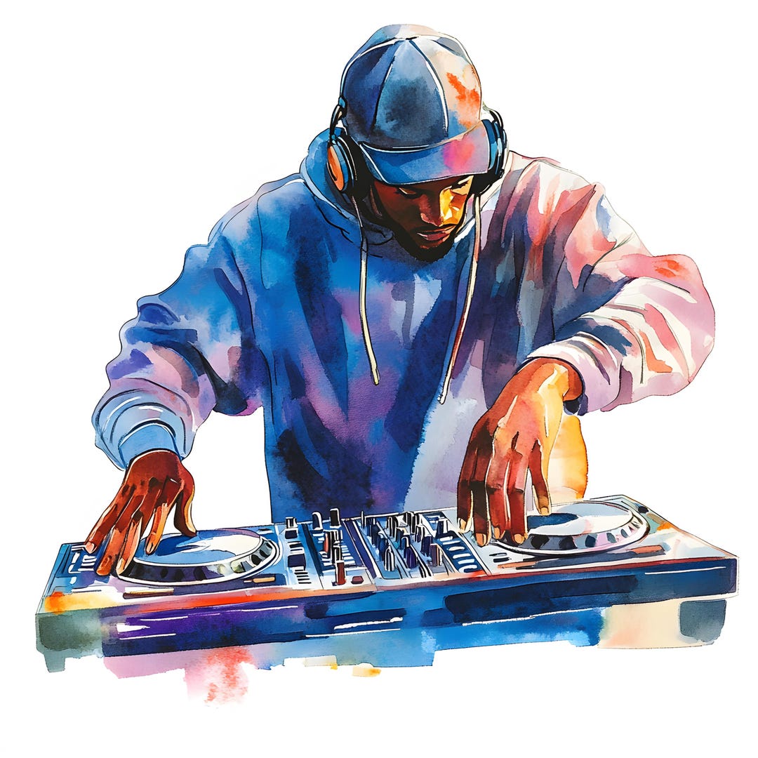 Jamming Dj Clipart, Disc Jockey Images, 10 Watercolor Clip Art ...