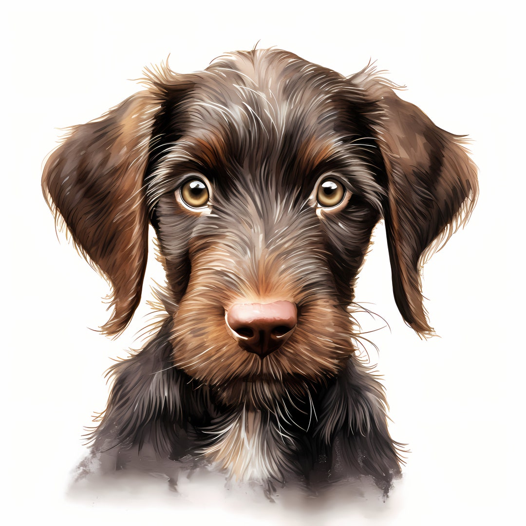 10 German Wirehaired Pointer, Puppy Dog, German Pointer JPG, Watercolor ...