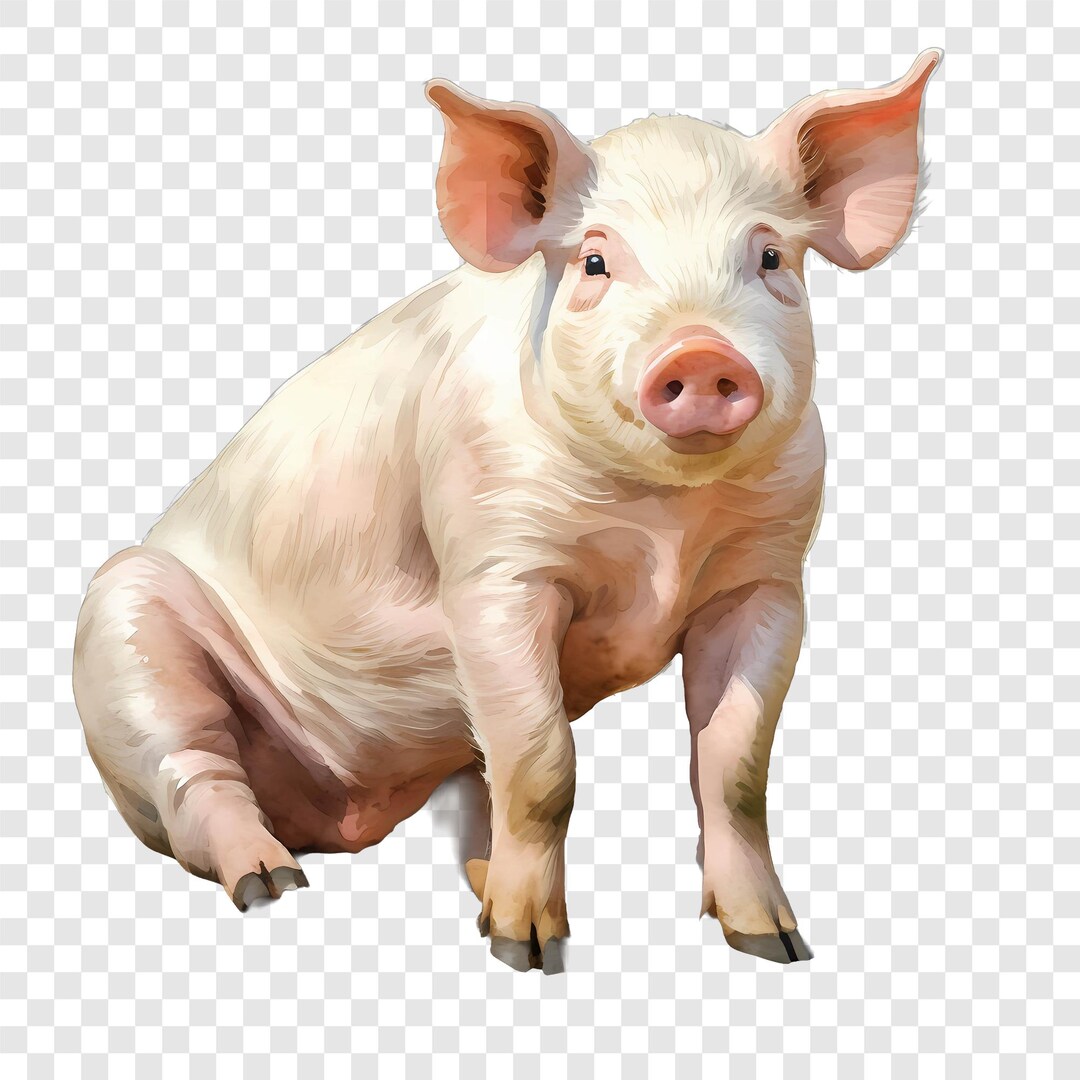 9 PNG Pig Clipart, Farm Animal Images, Watercolor Clip Art, Instant ...