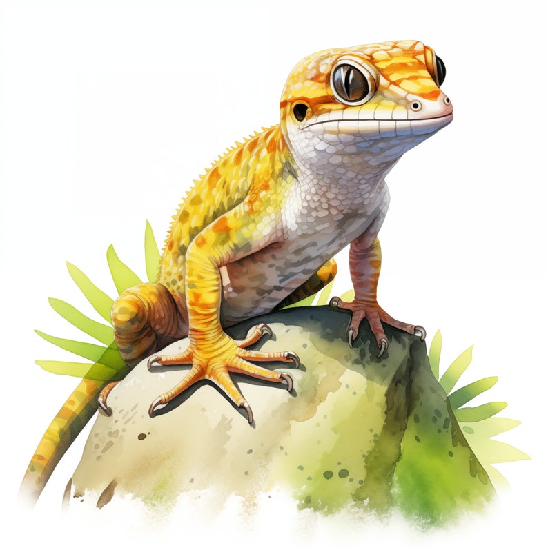 Gecko Clipart, Gecko Images, 10 Watercolor Clip Art, Printable Jpgs ...