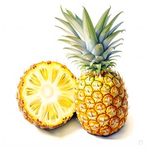 Pineapple Clipart, Pine Apple Half Images, 10 Watercolor Clip Art ...
