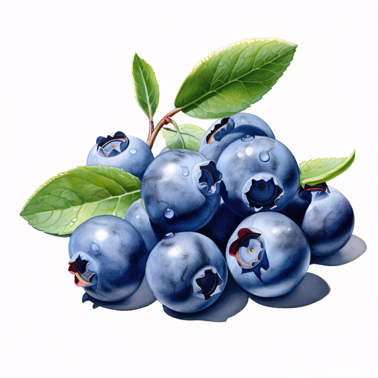 Blueberries Clipart, Fresh Berry Fruit Images, 10 Watercolor Clip Art ...