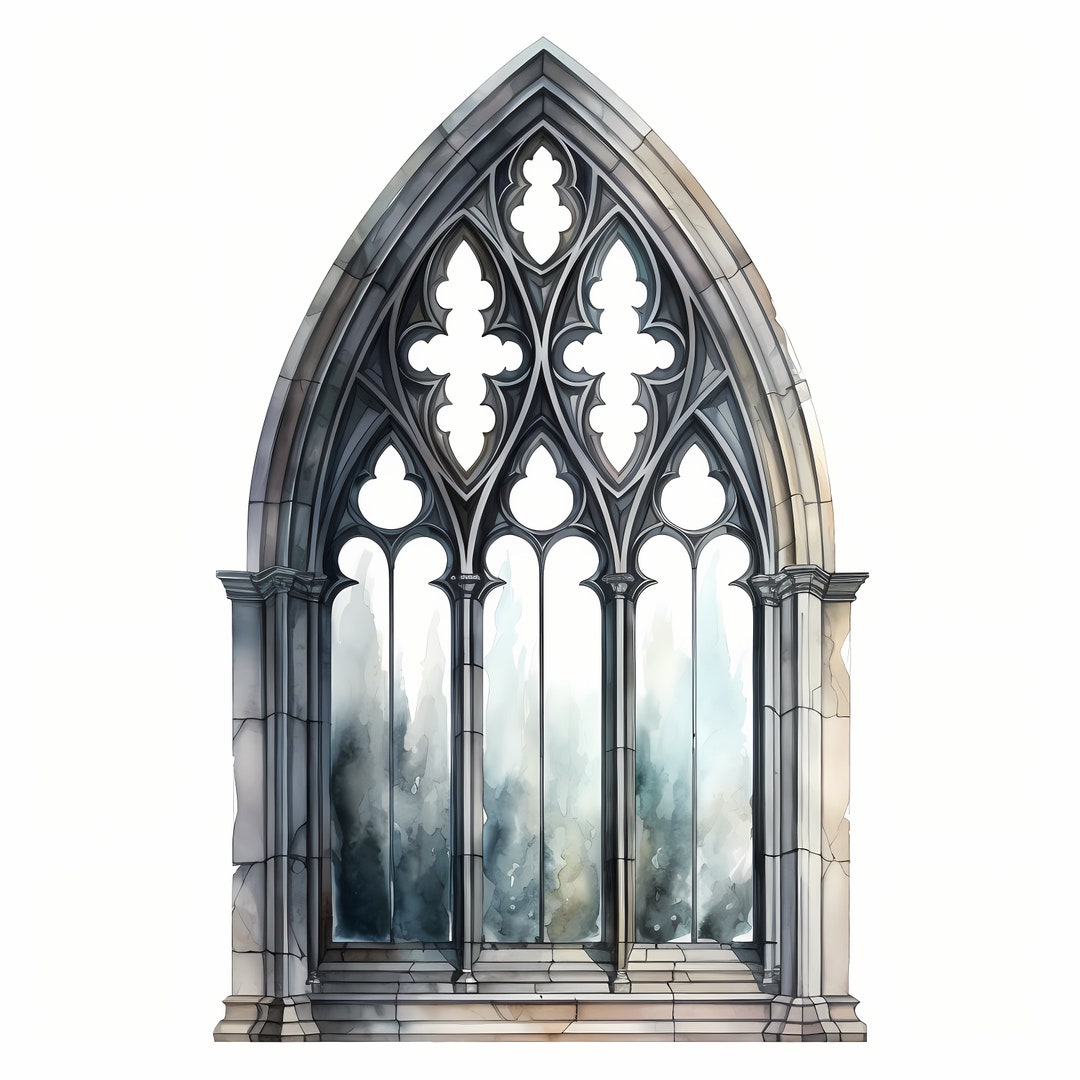 Gothic Window Clipart, Enchanted Windows Images, 10 Watercolor Clip Art ...