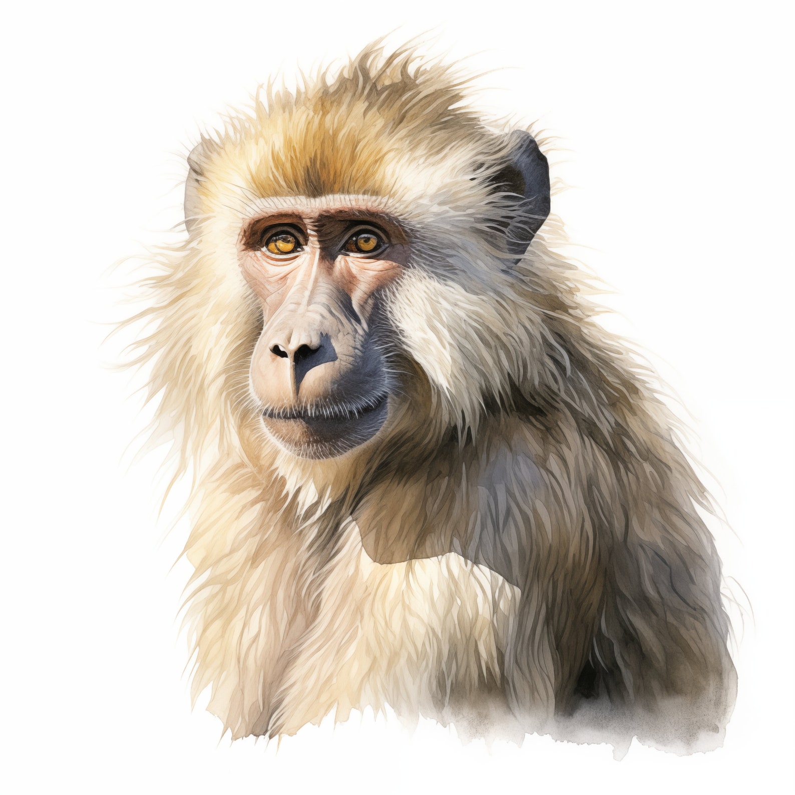 Baboon Clipart, Rainforest Primates Images, 10 Watercolor Clip Art ...