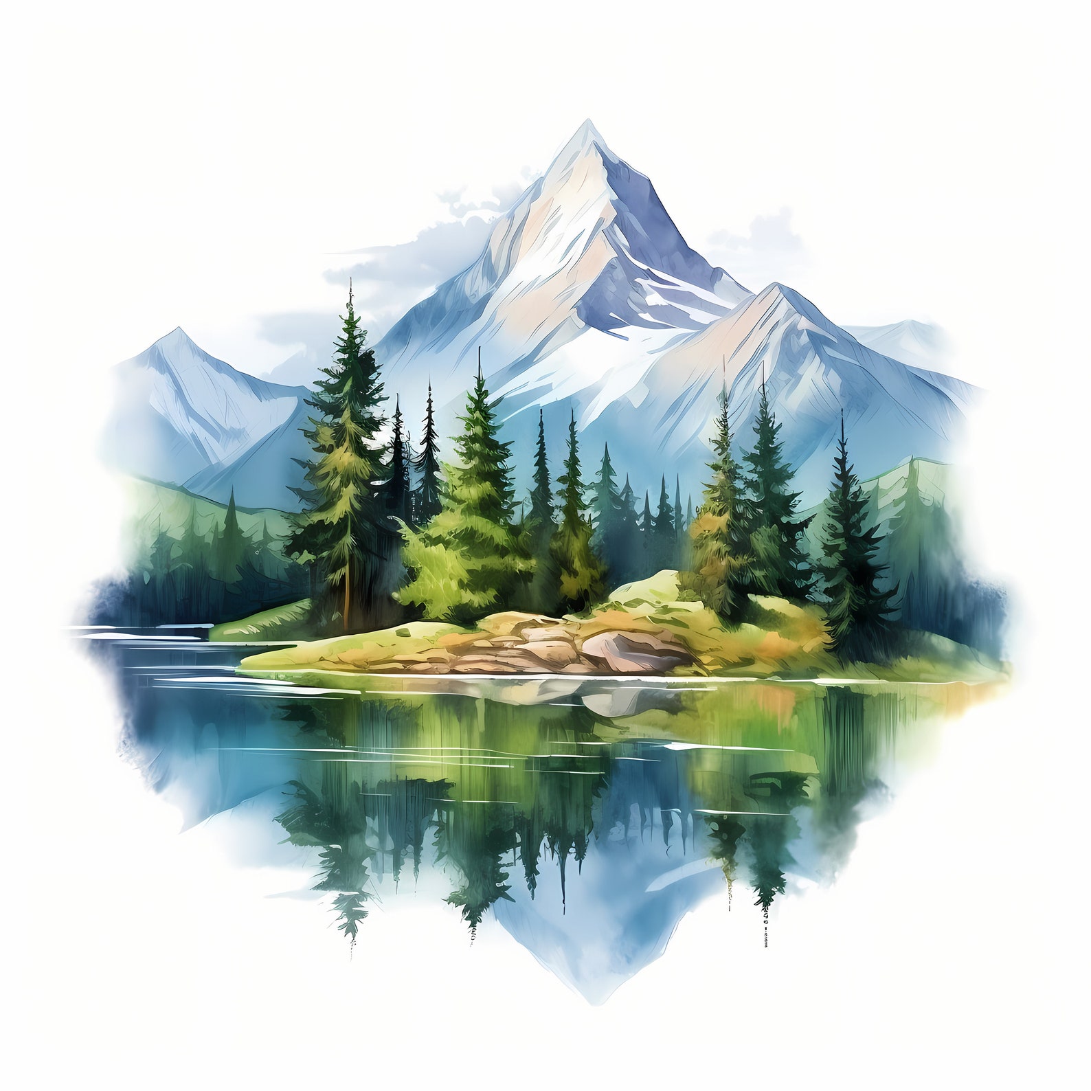 Mountain Lake Clipart, Mountains Landscape Images, 10 Watercolor Clip ...