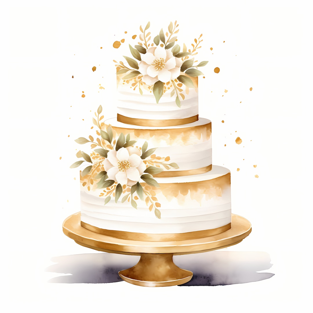 Wedding Cake Clipart, Floral Cakes Images, 10 Watercolor Clip Art ...