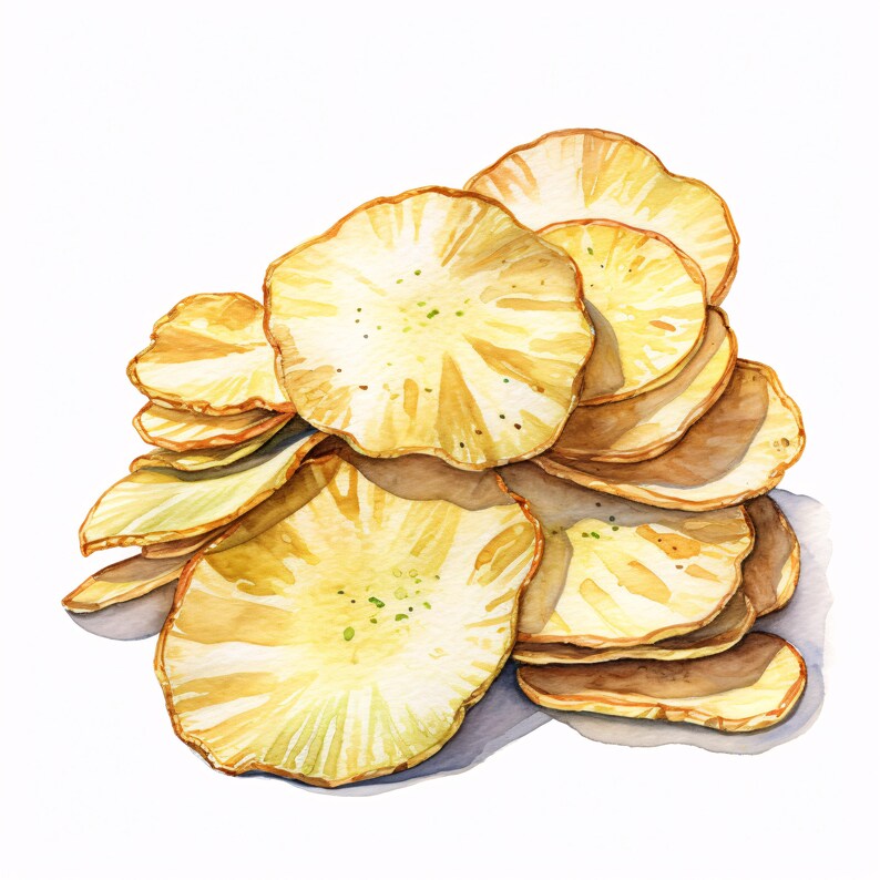Watercolor Potato Chips Clipart: Snack Food JPG Images (commercial Use ...