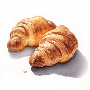 Croissants Clipart, Tasty French Dessert Images, 10 Watercolor Clip Art ...