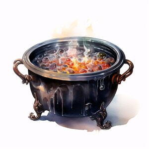 Cauldron Clipart, Bubbling Cauldrons Images, 10 Watercolor Clip Art ...
