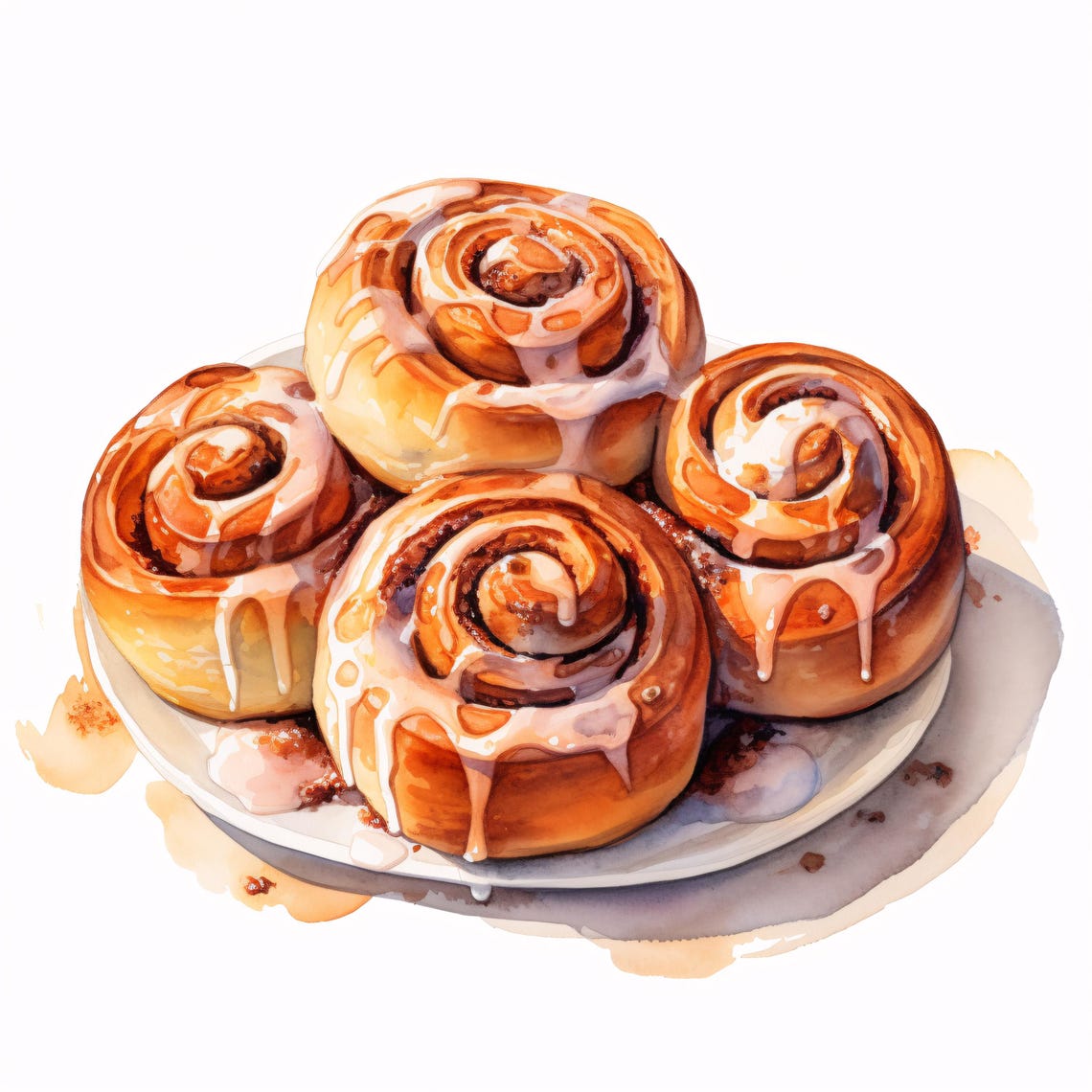 Cinnamon Rolls Clipart, Sweet Pastry Images, 10 Watercolor Clip Art ...