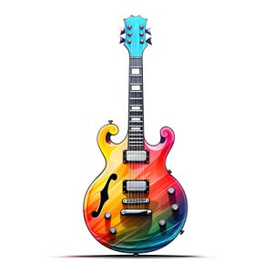 Watercolor Electric Guitar Clipart: Colorful Guitar Images (jpgs ...