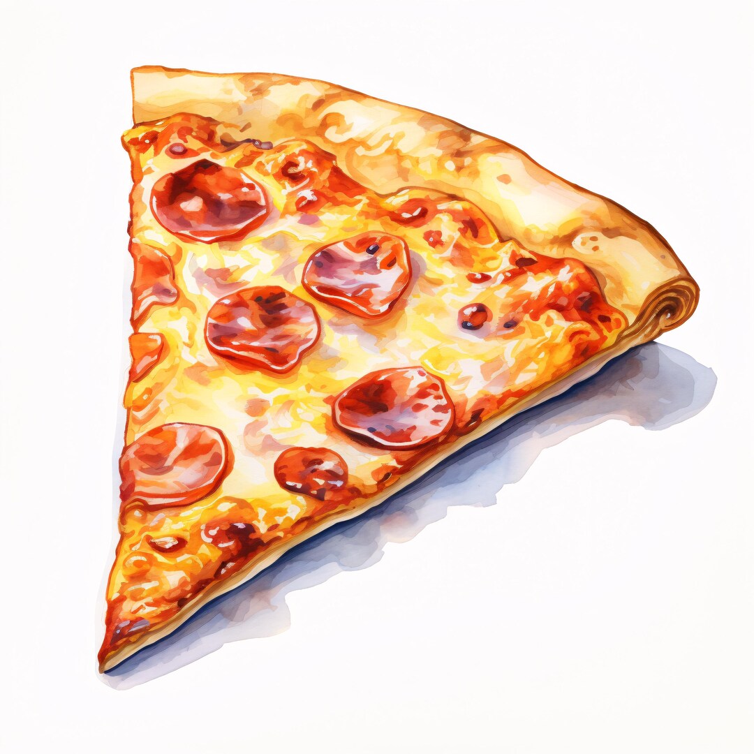 Watercolor Pizza Clipart: 10 JPG Food Images, Commercial Use (instant ...