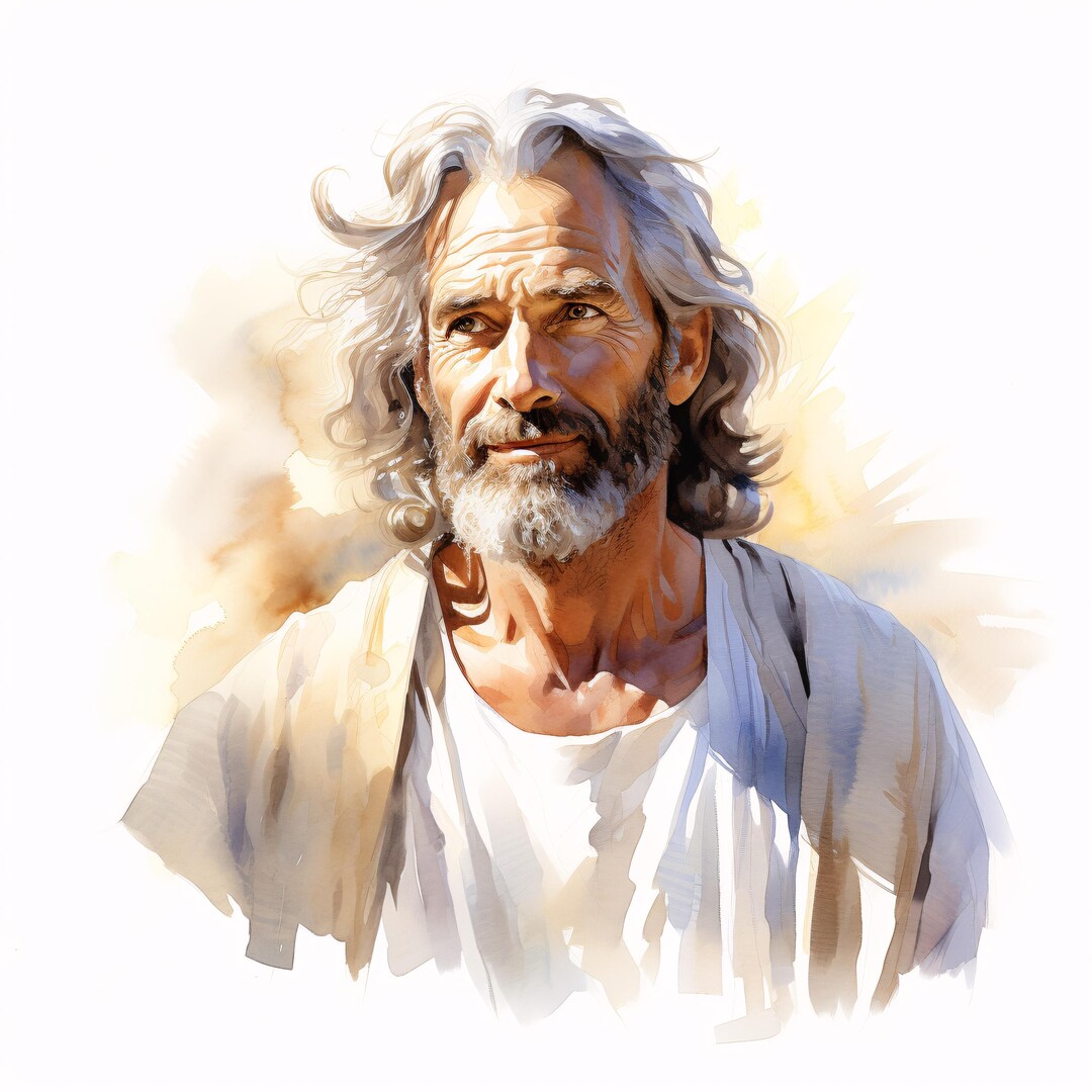 Watercolor Man Reading: Christian Biblical Clipart (JPG Digital ...
