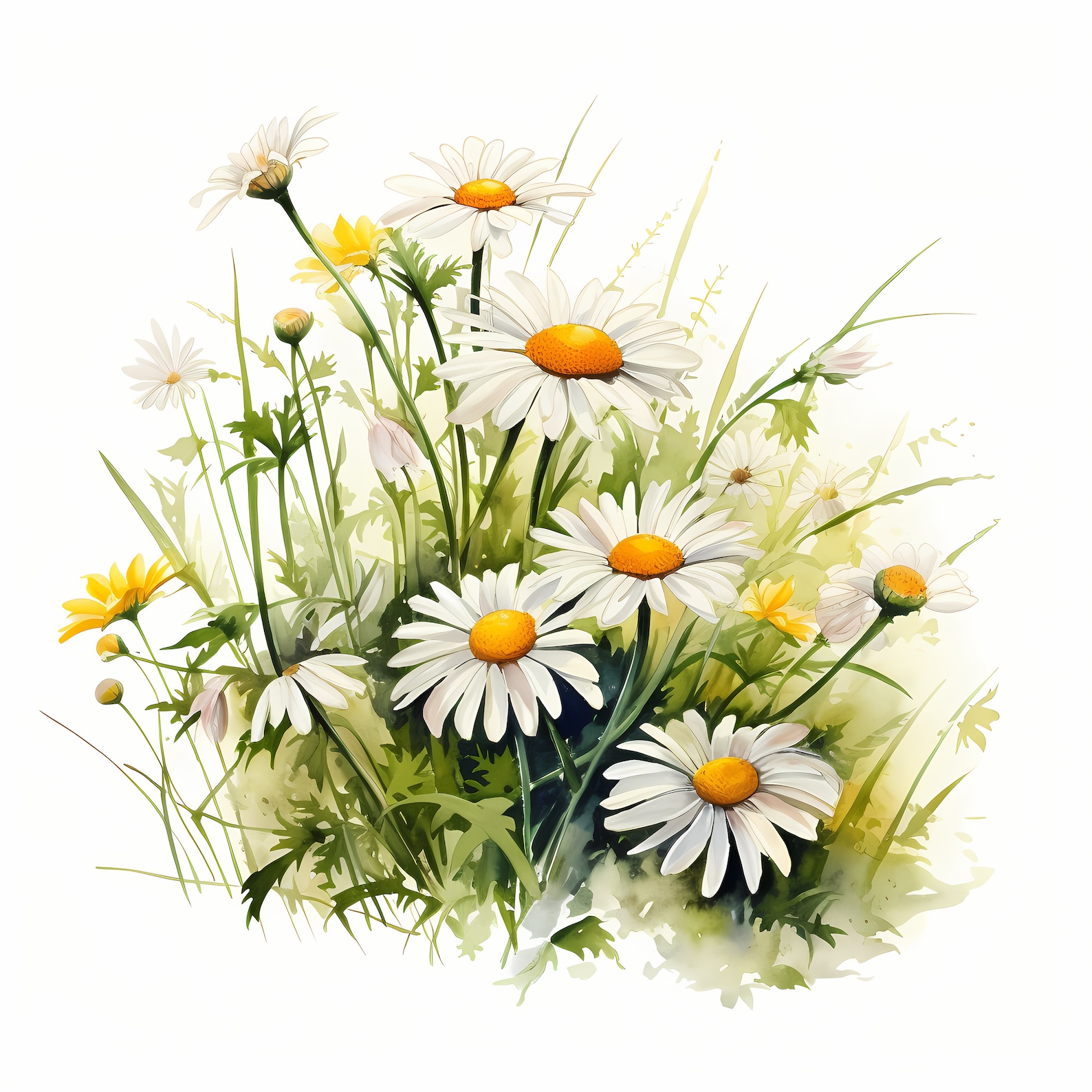 Daisy Flowers Clipart, Daisies Bouquet Images, 10 Watercolor Clip Art ...