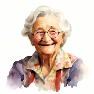 Old Lady Clipart, Happy Ladies Images, 10 Watercolor Clip Art ...