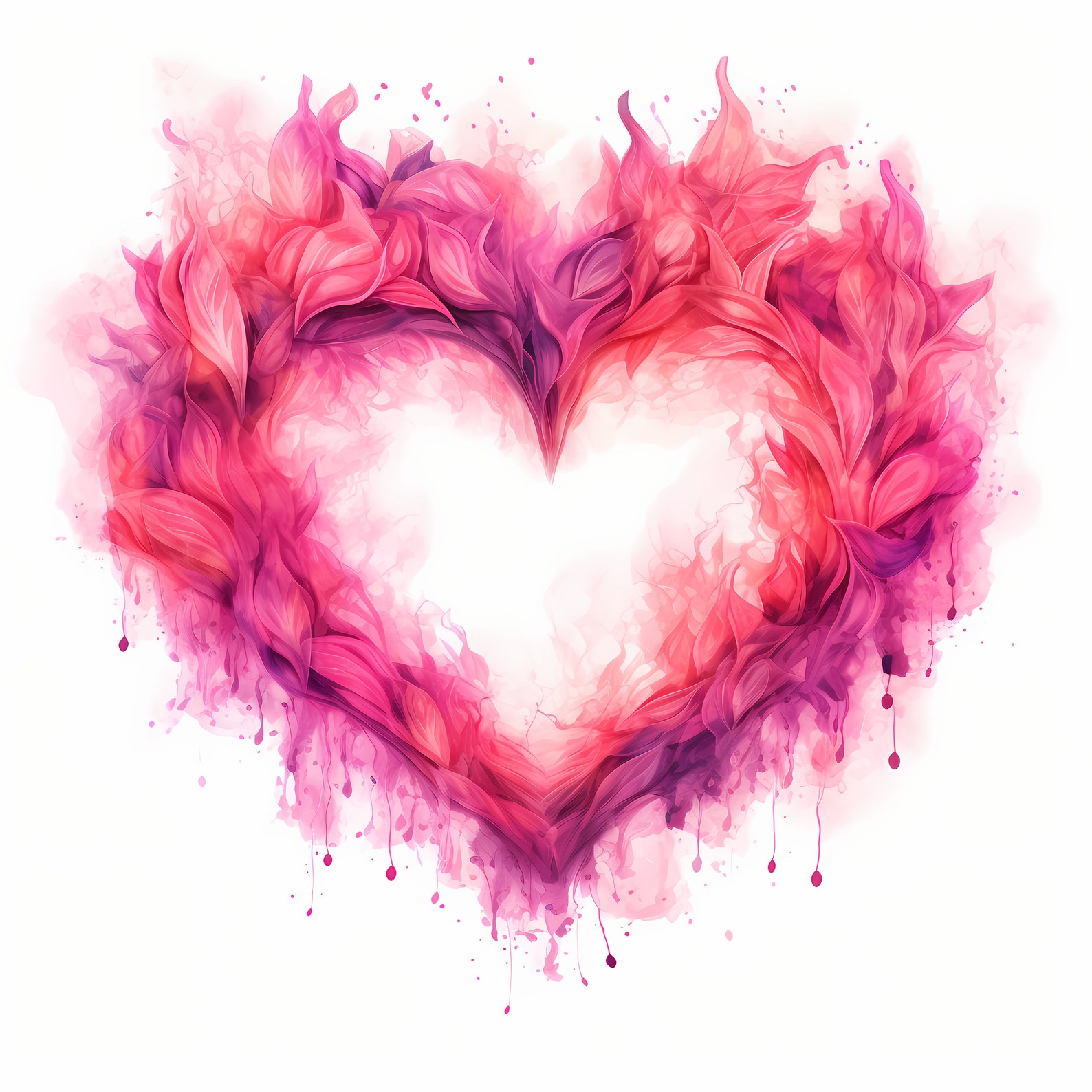 Fire Heart Clipart, Pink Heart Images, 10 Watercolor Clip Art ...