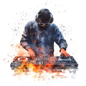 Jamming Dj Clipart, Disc Jockey Images, 10 Watercolor Clip Art ...