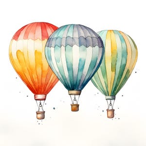 Watercolor Hot Air Balloons Clip Art: Printable JPG Images (commercial ...