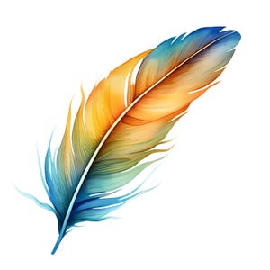 Vibrant Feather Clipart, Colorful Feathers Images, 10 Watercolor Clip ...