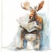 Watercolor Moose on Toilet Clipart: Funny Bathroom Art (JPG Download ...