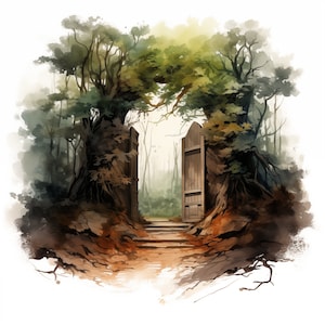 Entrance to Forest Clipart, Enchanted Forest Images, 10 Watercolor Clip ...