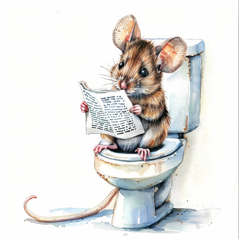 Field Mouse Clipart, Mouse on the Toilet Images, 10 Watercolor Clip Art ...
