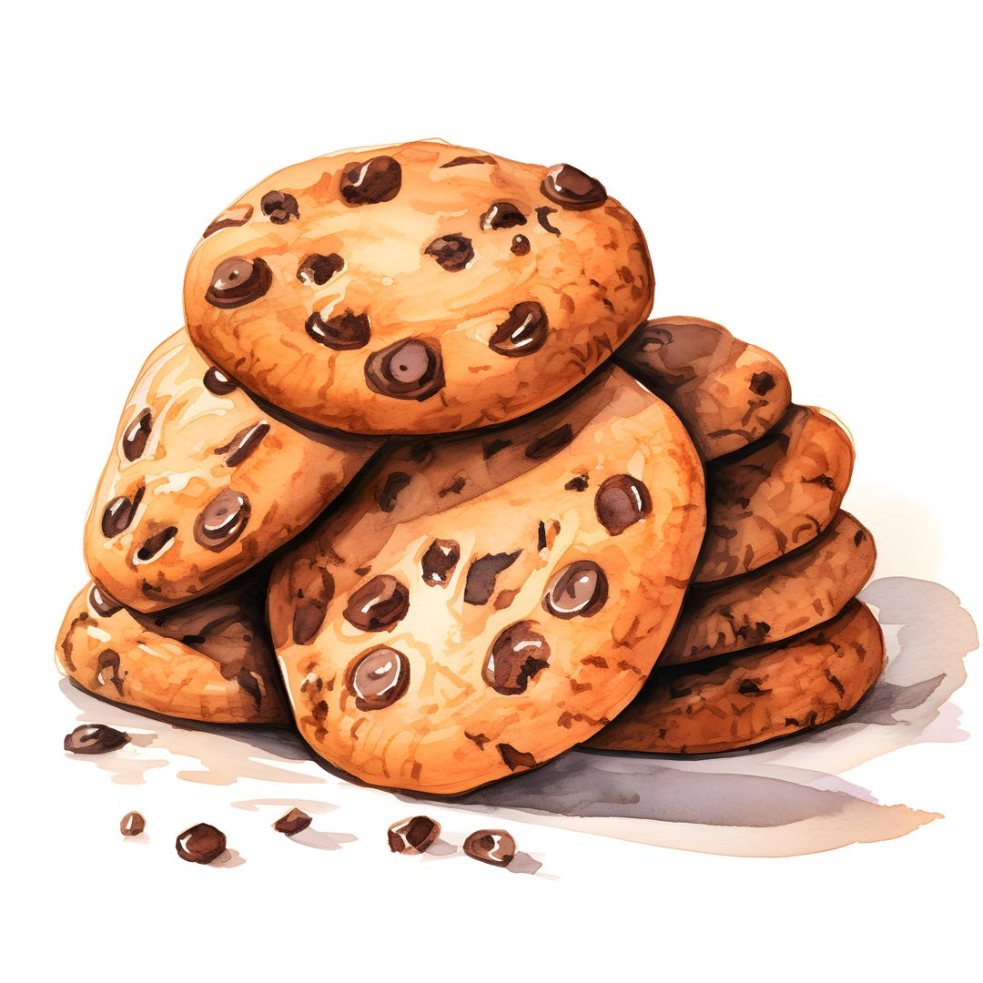 Chocolate Cookies Clipart, Chip Cookies Images, 10 Watercolor Clip Art ...