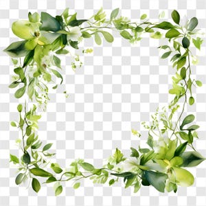 10 PNG Frame Greenery, Greenery Floral Frame Clipart, Watercolor Clip ...