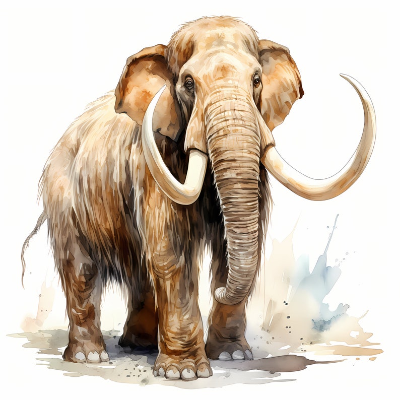 Mammoth Clipart, Ice Age Animals Images, 10 Watercolor Clip Art ...