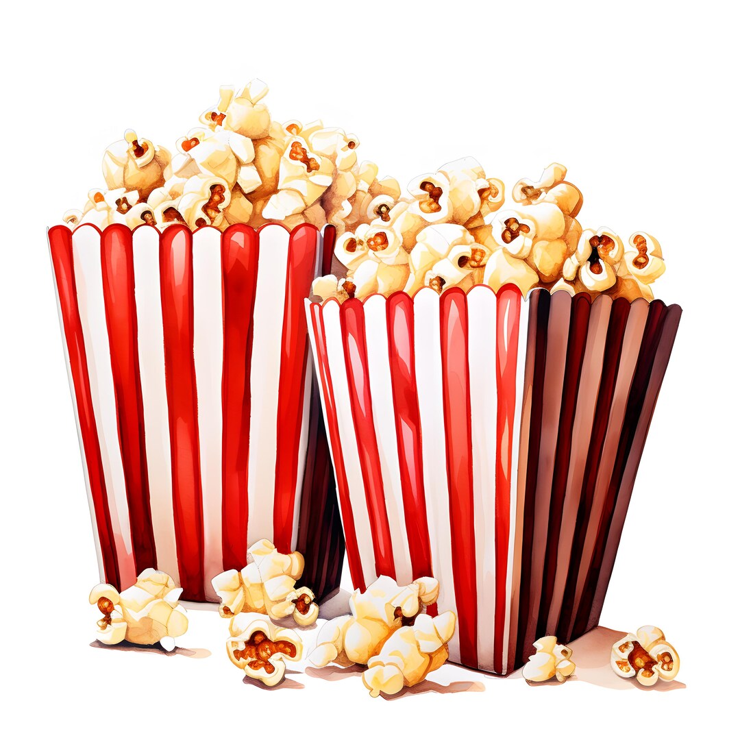 Popcorn Clipart, Boxes With Popcorns Images, 10 Watercolor Clip Art ...