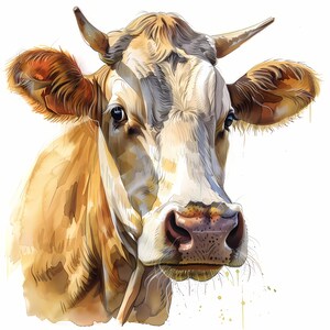 Farm Cow Clipart, Dairy Cows Images, 10 Watercolor Clip Art, Printable ...