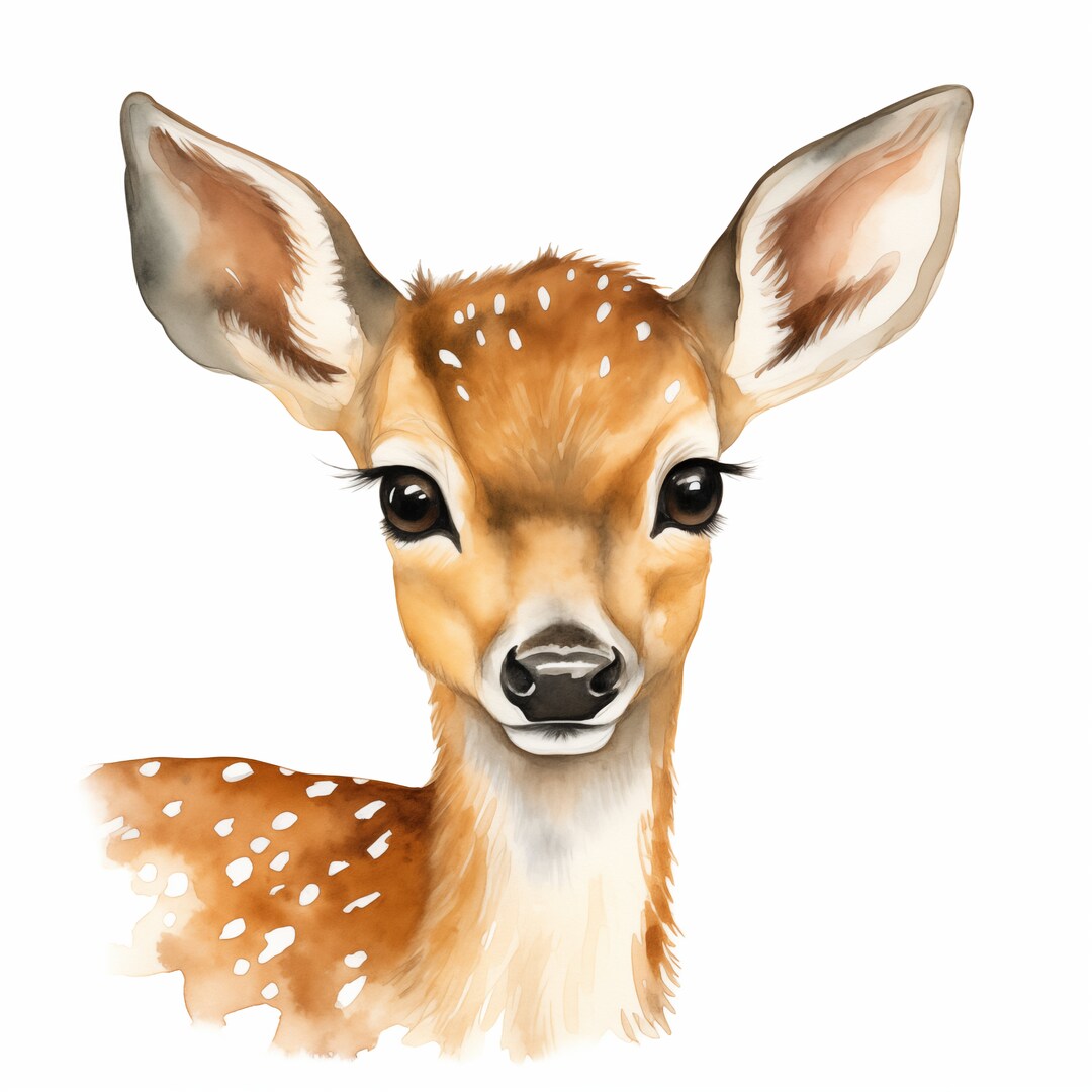 Fawn Baby Clipart, Baby Deer Images, 12 Watercolor Clip Art, Printable ...