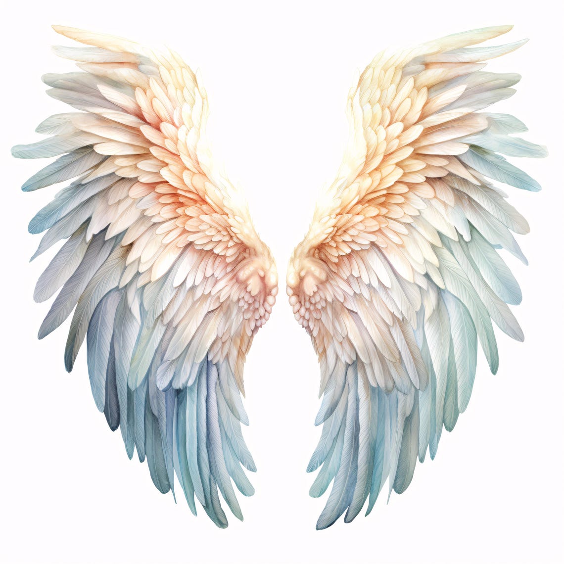 Watercolor Angel Wings Clipart: 10 Printable Jpgs, Commercial Use ...